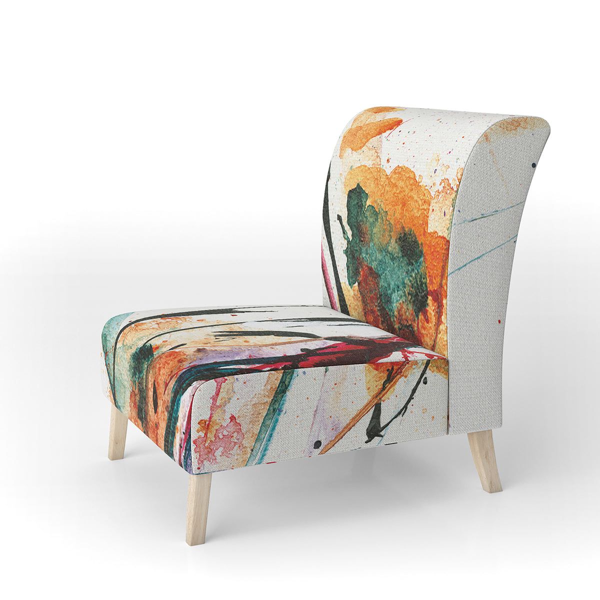 Abstract Orange Flowers - Upholstered Traditional Accent Chair – designq