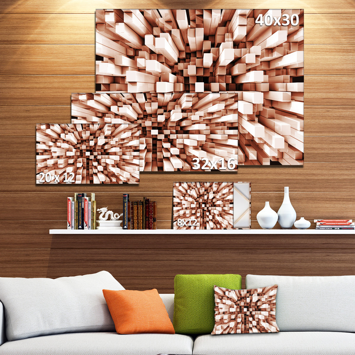 Reflective Checkered Cube - Contemporary Art Print – designq